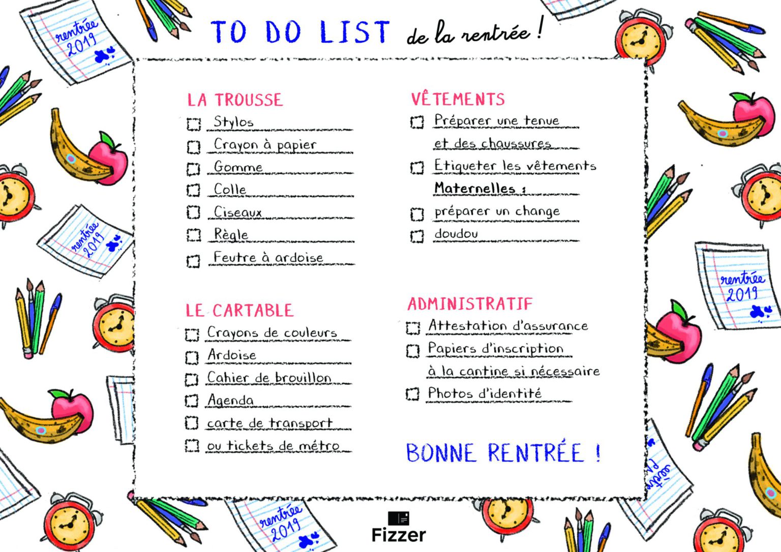 Rentrée : une to-do list à imprimer pour ne rien oublier ! | Fizzer Rentrée : une to-do list à imprimer pour ne rien oublier ! | Fizzer